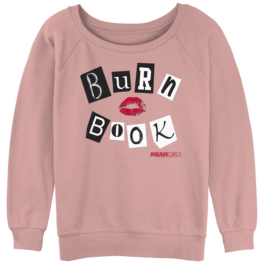 Juniors' Mean Girls Burn Book Cover Slouchy Graphic Sweatshirt