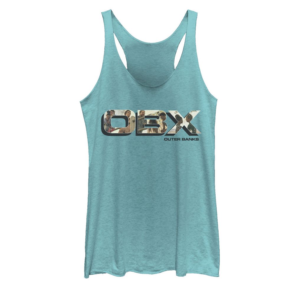 Juniors' Outer Banks OBX Logo Filled Racerback Graphic Tank Top