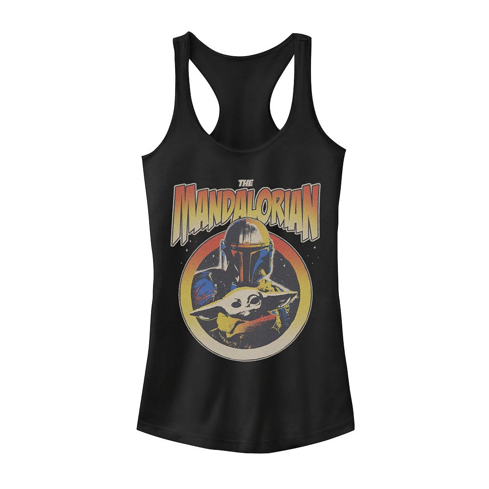 Juniors' Star Wars The Mandalorian Mando & Child Racerback Tank Top