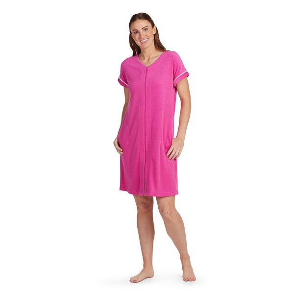 Women's Miss Elaine Essentials Terry Short Zip Robe