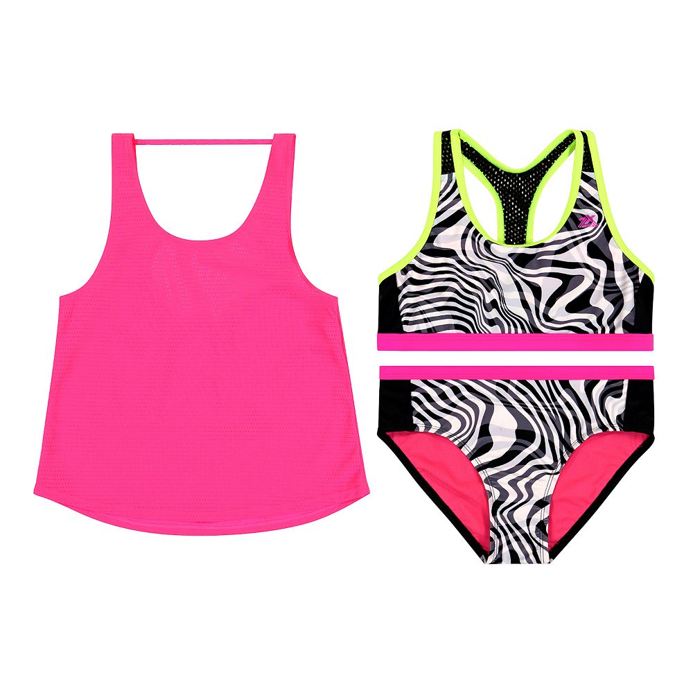 Girls 7-16 ZeroXposur Action Back Bikini Swimsuit with Cover Up Tank Top