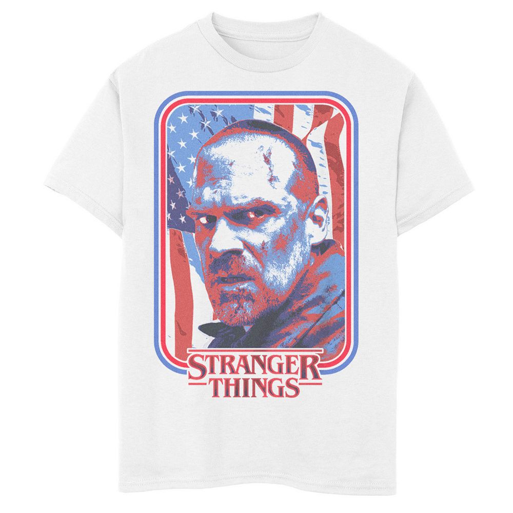 Boys 8-20 Stranger Things Chief Hopper USA Flag Graphic Tee