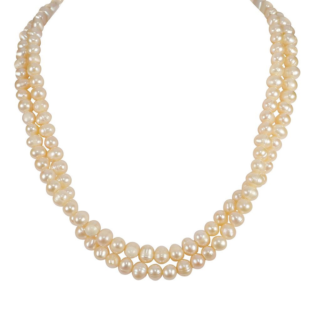 Gemistry Sterling Silver Freshwater Cultured Pearl Double Strand Necklace