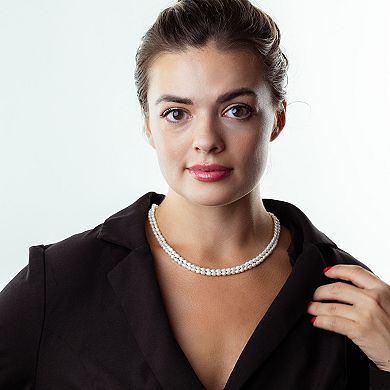 Gemistry Sterling Silver Freshwater Cultured Pearl Double Strand Necklace