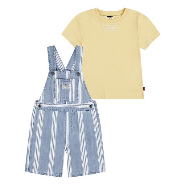 Toddler Boys Levi's® Graphic Tee and Striped Jean Shortalls Set