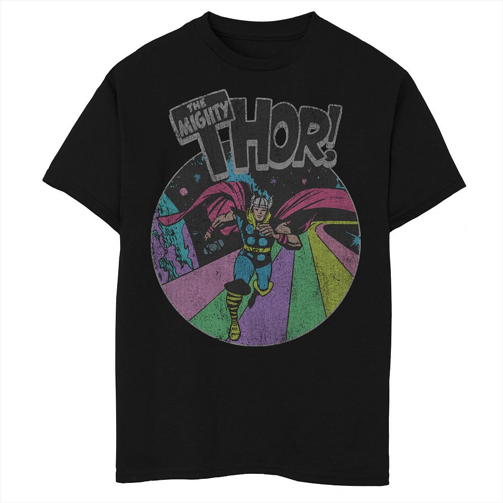 Boys Husky Marvel Avengers The Mighty Thor Distressed Retro Graphic Tee
