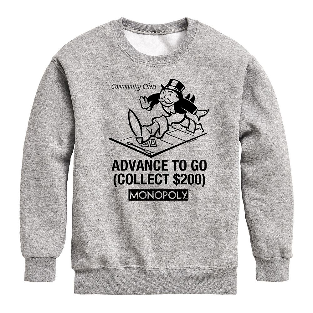 Boys 8-20 Monopoly Advance To Go Crew Fleece Sweatshirt