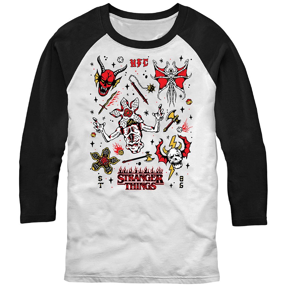 Men's Stranger Things Stranger Flash Sheet Monsters Raglan Graphic Tee