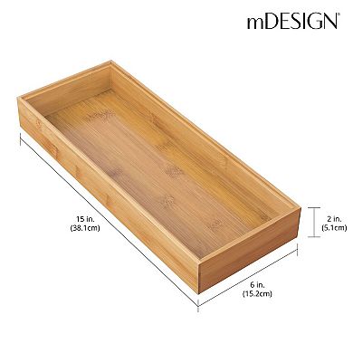 mDesign Stackable 15" Long Wooden Bamboo Drawer Organizer - 4 Pack ...