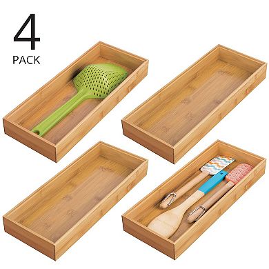 mDesign Stackable 15" Long Wooden Bamboo Drawer Organizer - 4 Pack ...