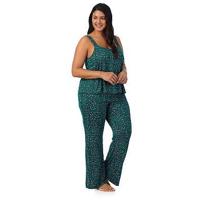 Plus Size Beauty Sleep Social Cozy Jersey Crop Pajama Tank Top & Flare ...