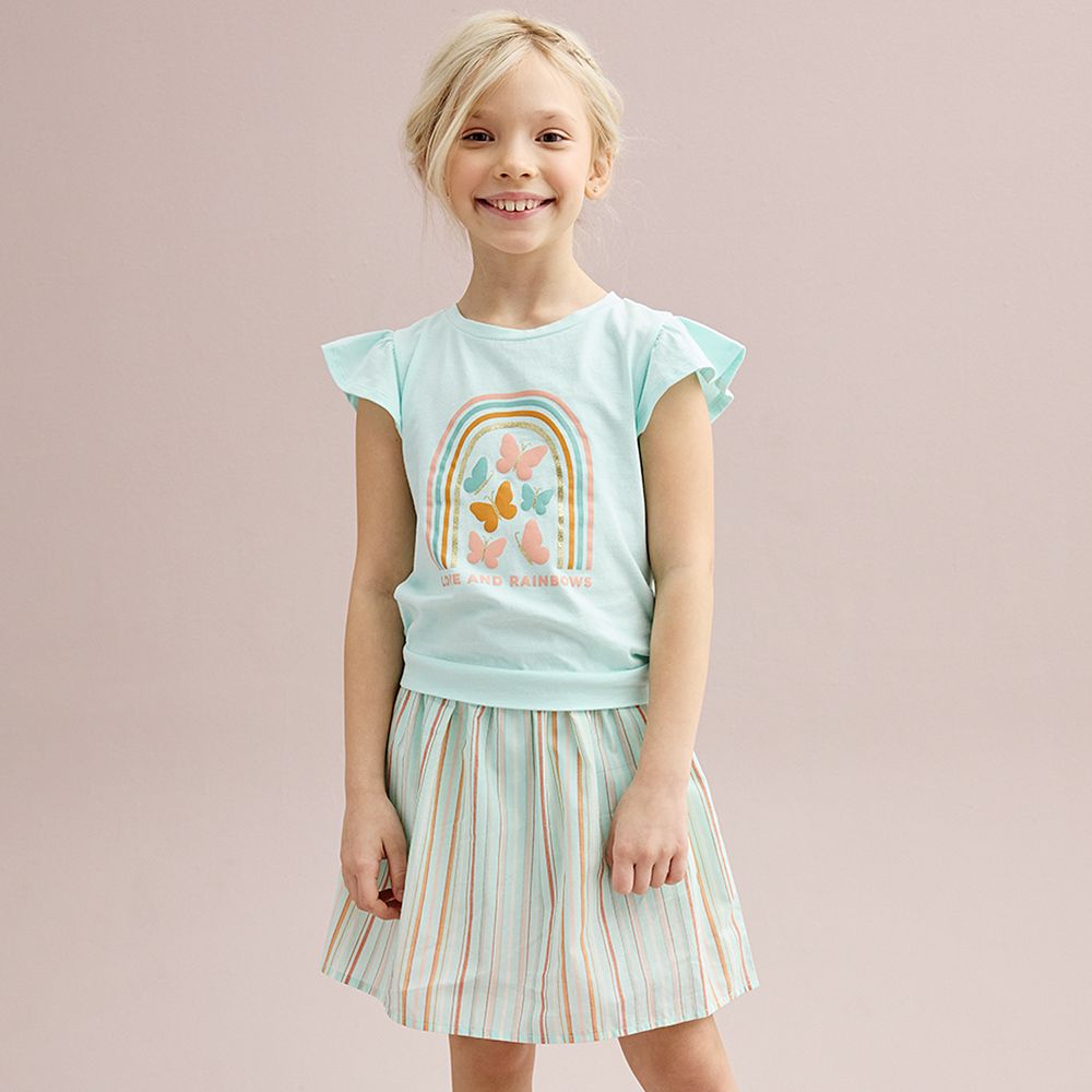 Girls 4-8 Carter's 2-Piece Butterflies Flutter Top & Striped Skort Set