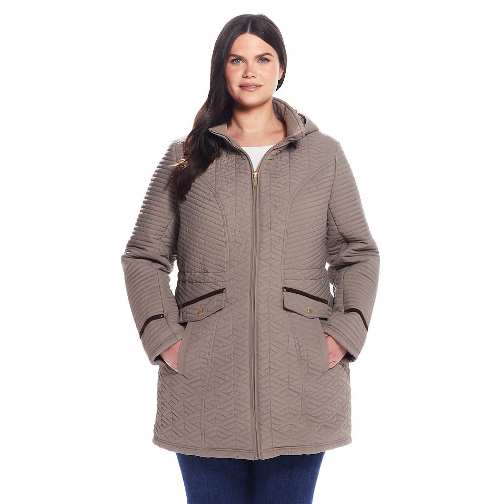 Women's Plus Size Weathercast Quilted Walker with Faux Suede Details