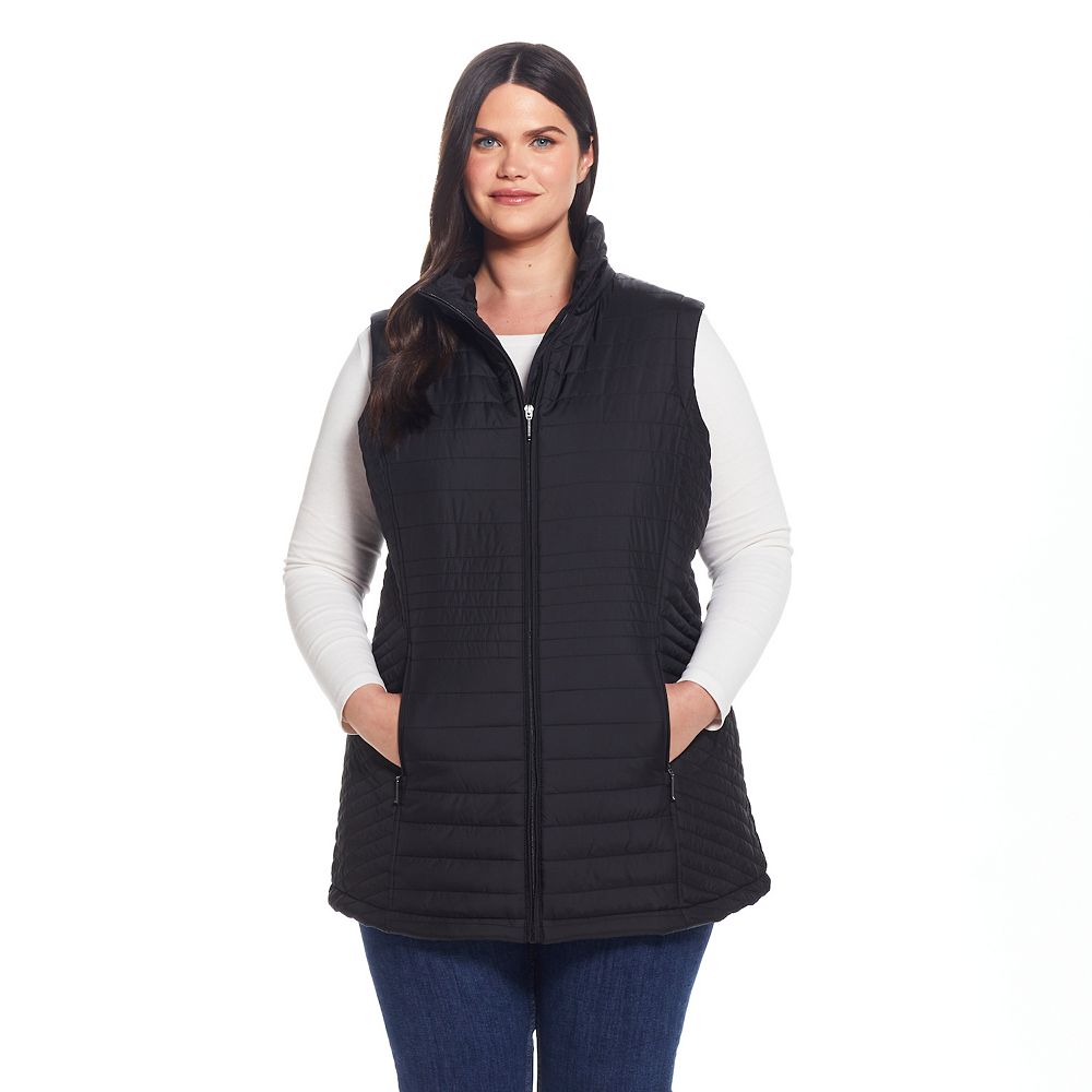 Plus Size Weathercast Channel Quilted Longline Vest