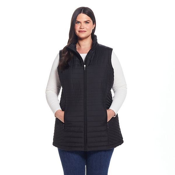 Plus Size Weathercast Channel Quilted Longline Vest