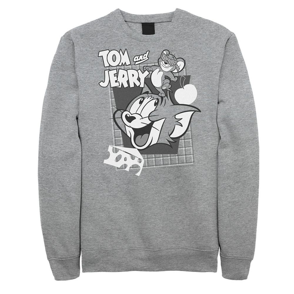 Big & Tall Tom and Jerry Retro Collage Greyscale Portrait Graphic Fleece