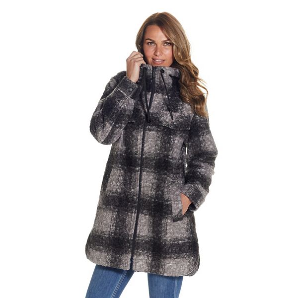 Women's Weathercast Zip Front Hooded Bouclé Shacket