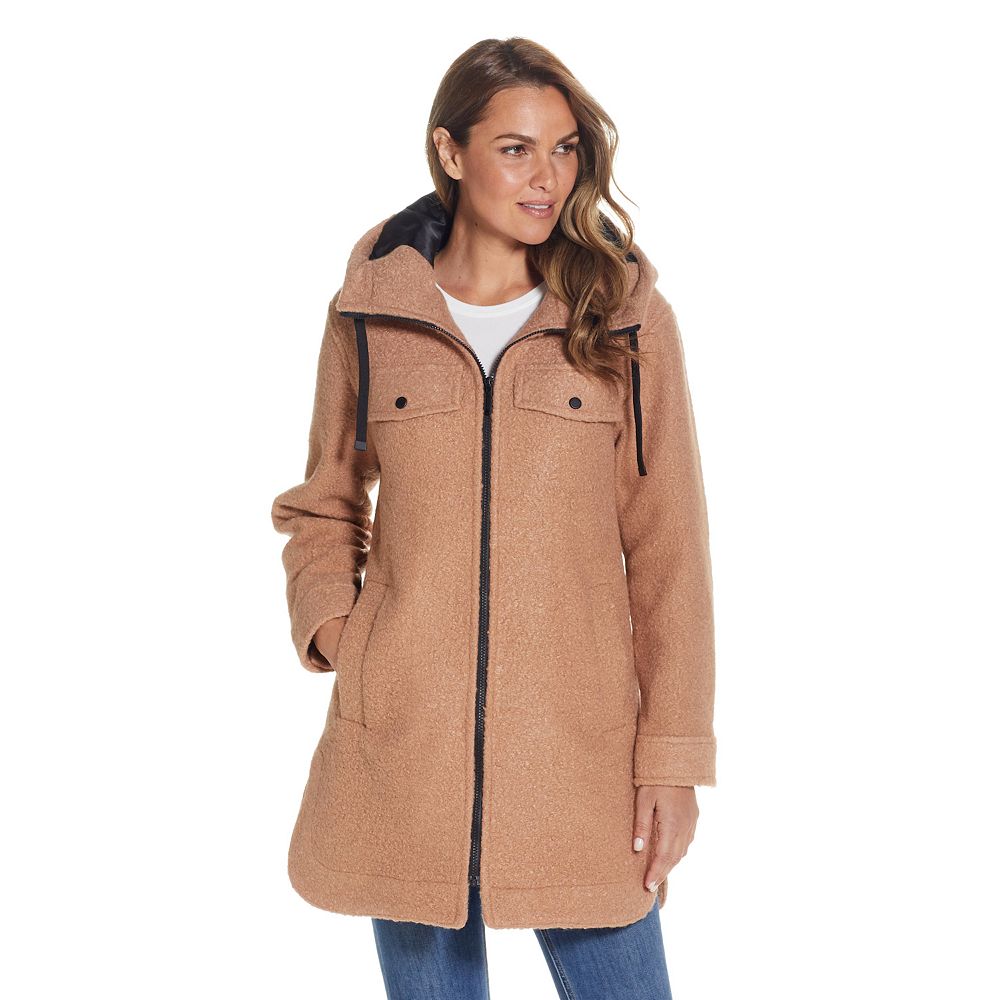 Women's Weathercast Zip Front Hooded Bouclé Shacket