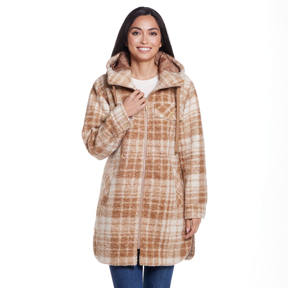 Women's Weathercast Zip Front Hooded Bouclé Shacket