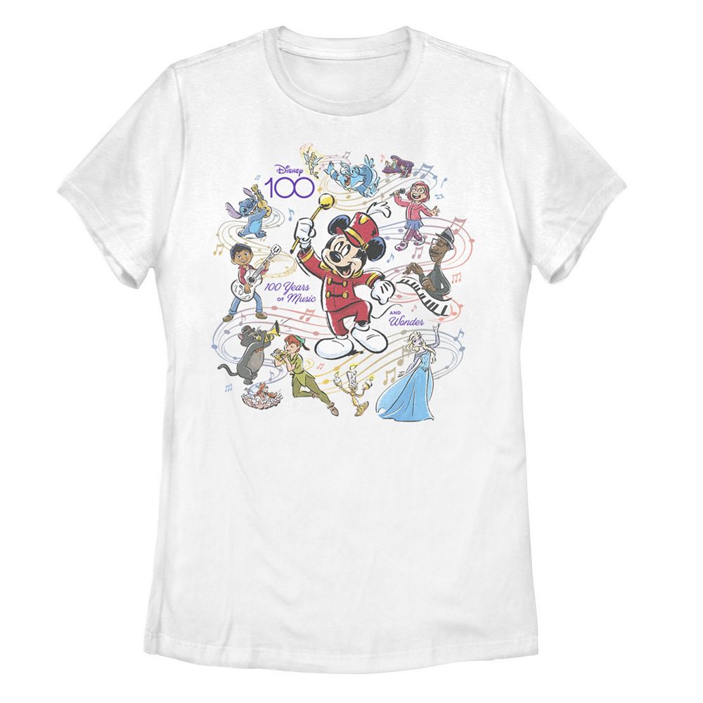 Disney's 100th Anniversary Juniors' Music and Wonder Characters Band Tee