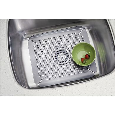 mDesign Adjustable Kitchen Sink Protector Mat, Large, 2 Pack - Graphite ...