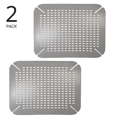 mDesign Adjustable Kitchen Sink Protector Mat, Large, 2 Pack - Graphite ...