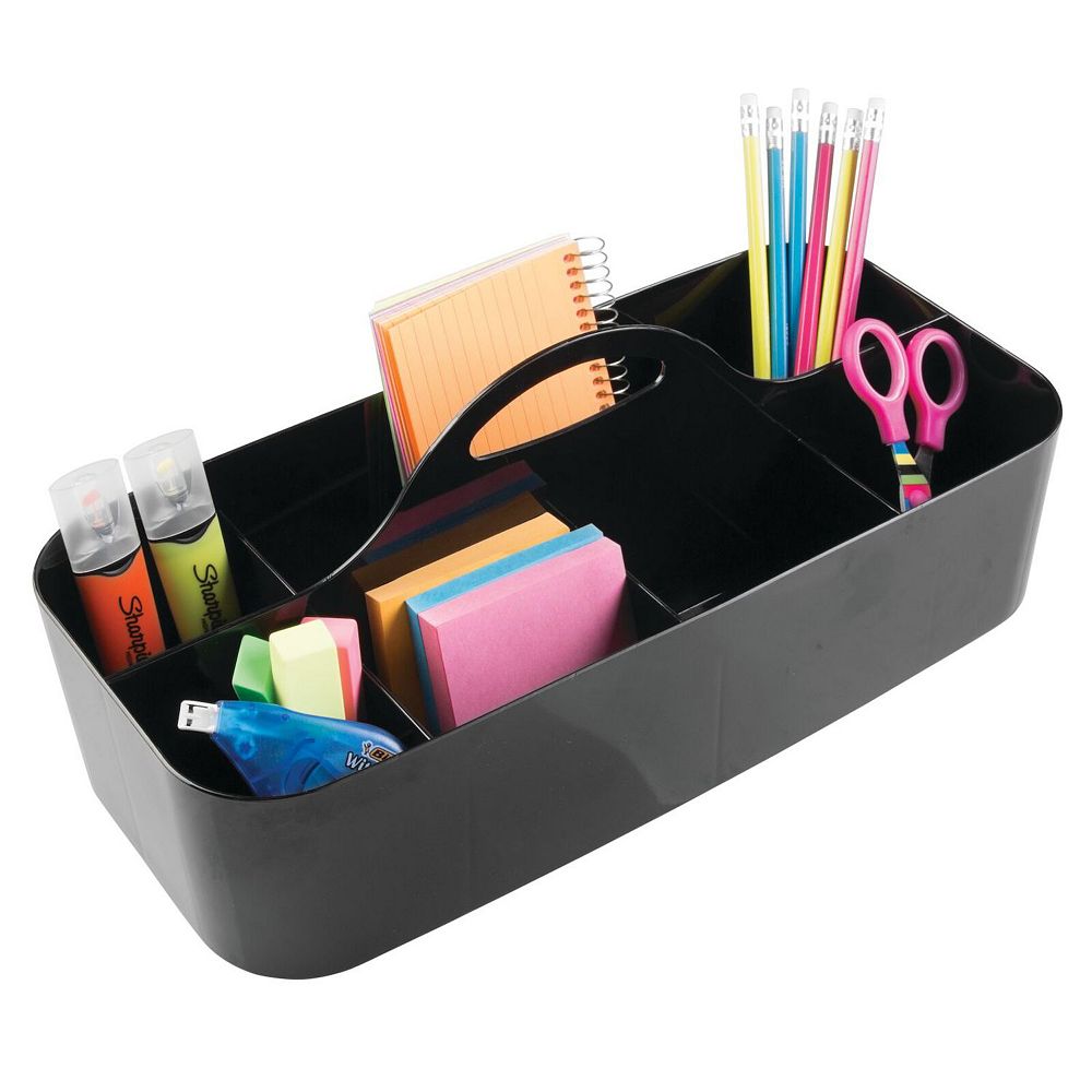 mDesign Large Plastic Divided Office Organizer Caddy Tote with Handle ...