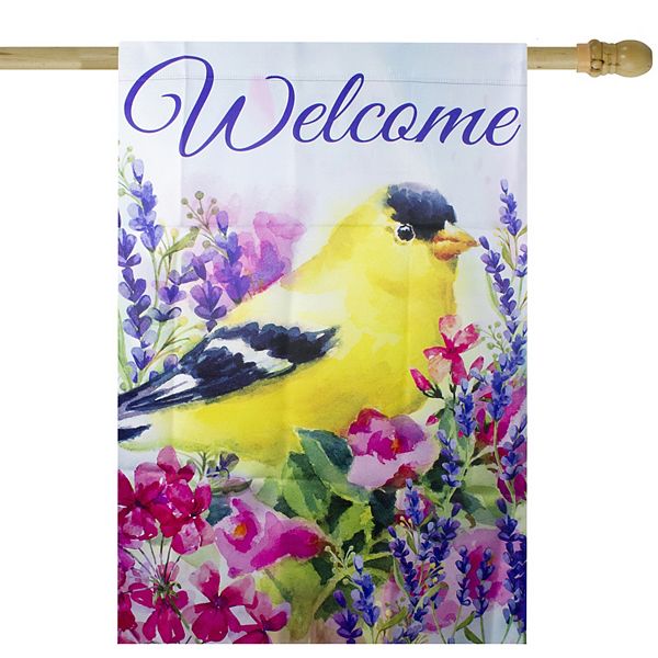 Welcome Yellow Finch Spring Outdoor House Flag 28" x 40"