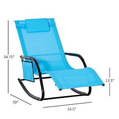 Outsunny Outdoor Rocking Chair, Chaise Lounge Pool Chair for Sun ...
