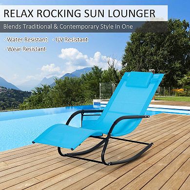 Outsunny Outdoor Rocking Chair, Chaise Lounge Pool Chair for Sun ...