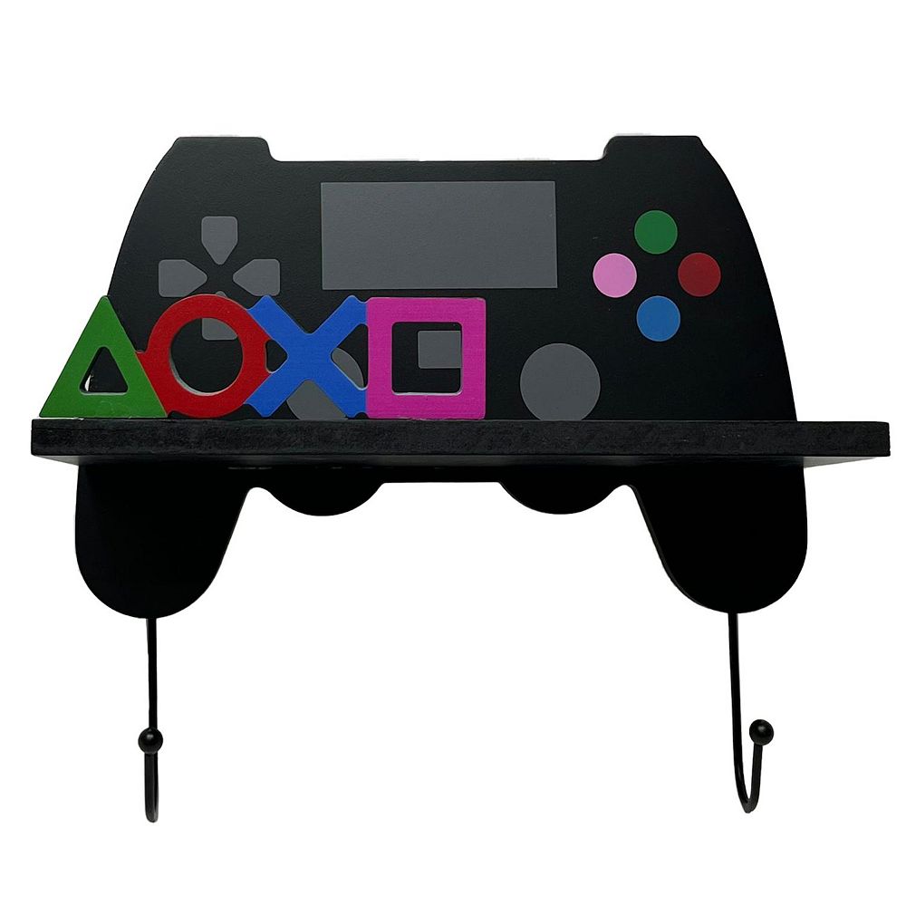 Game Controller Wall Shelf with Hooks