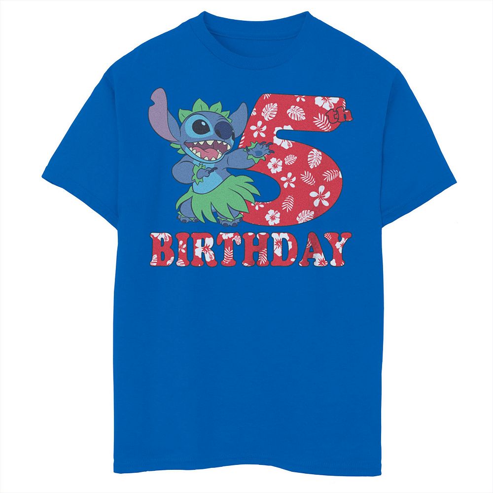 Disney's Lilo & Stitch Boys 6-20 5th Birthday Hawaiian Tee