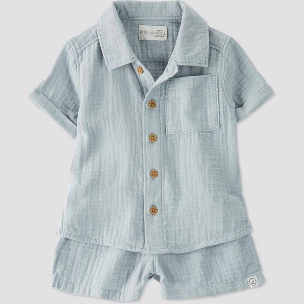 Baby Boy Little Planet by Carter's Organic Cotton Gauze Top & Bottoms Set