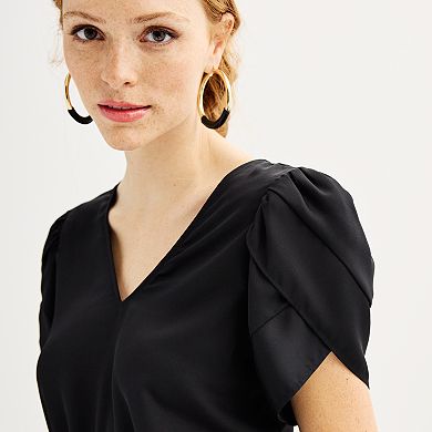 Petite Nine West V-Neck Petal Top
