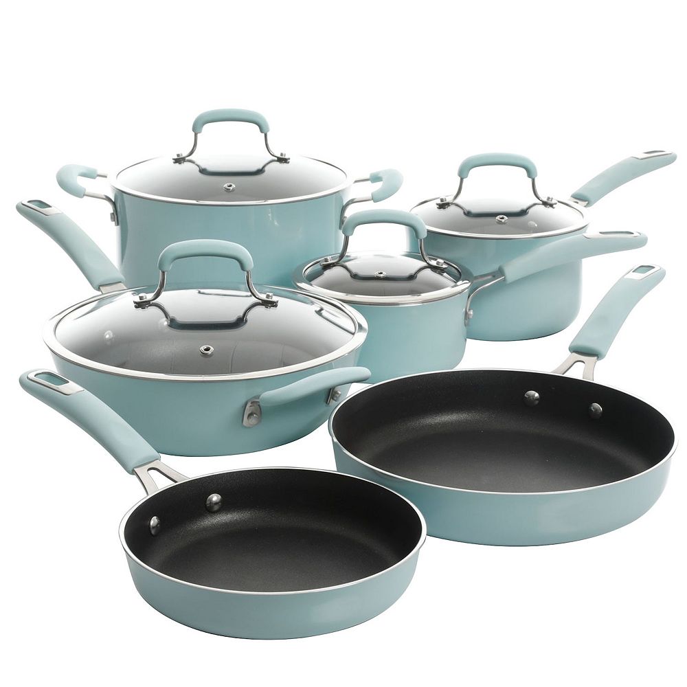 Kenmore Elite Andover 10 Piece Nonstick Aluminum Cookware Set in ...