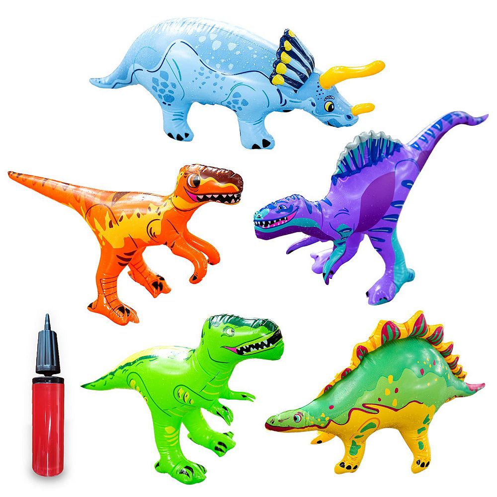 Inflatable Dinosaur Toys Set with Pump Perfect for Birthday Pool Parties