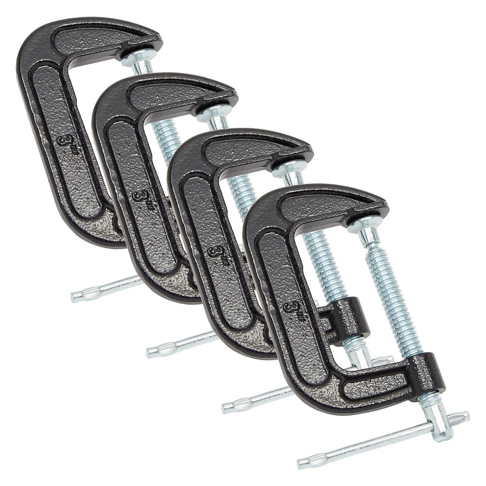 4 Pack Heavy Duty C Clamps with 3 Inch Jaw Opening for Woodworking