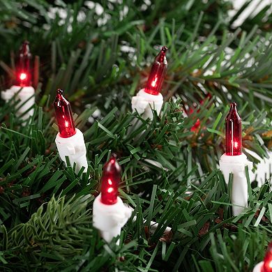 35-Count Red Mini Christmas Light Set 7ft White Wire