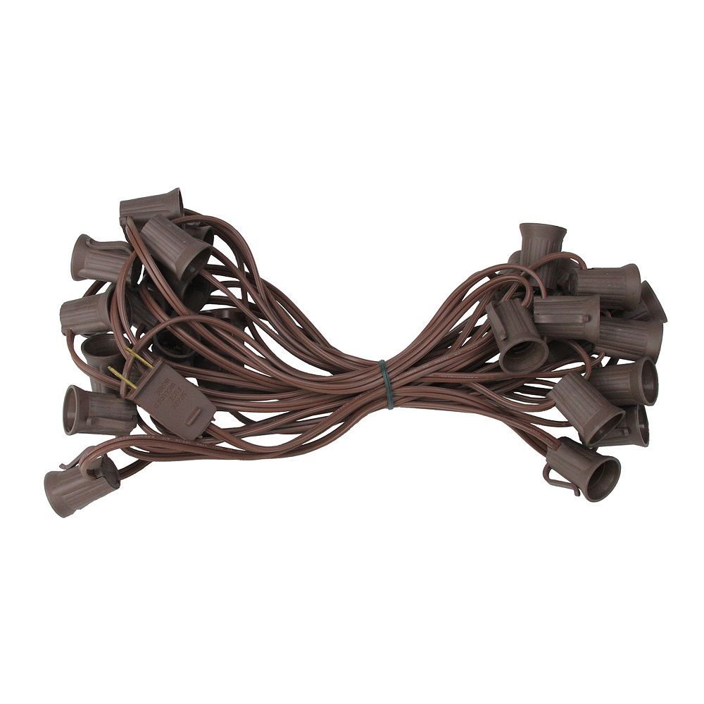 25' Commercial C9 Christmas Light Socket Set - 12" Spacing 18 Gauge ...