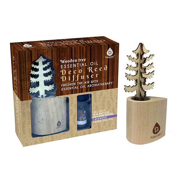 Pursonic 3D Wooden Standard Tree Reed Diffuser with Lavender Essential Oil