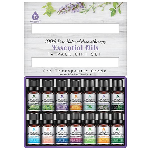 Pursonic 14 Pack Of 100% Pure Essential Aromatherapy Oils Pursonic 14 Pack Of 100% Pure Essential Aromatherapy Oils
