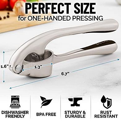 Zulay Kitchen Garlic Press and Peeler Set With Silicone Peeler & Brush