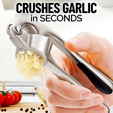 Zulay Kitchen Garlic Press and Peeler Set With Silicone Peeler & Brush