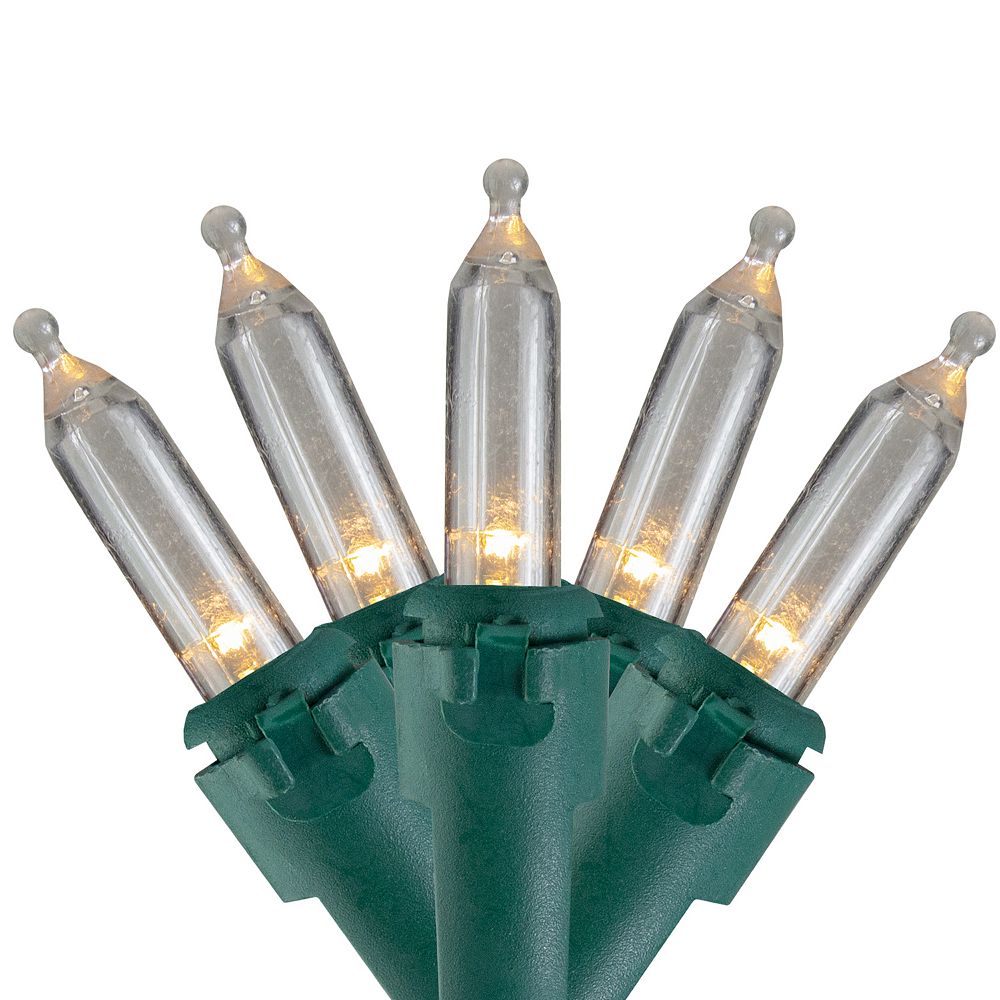 50-Count Warm White LED Mini Christmas Lights 16.25ft Green Wire