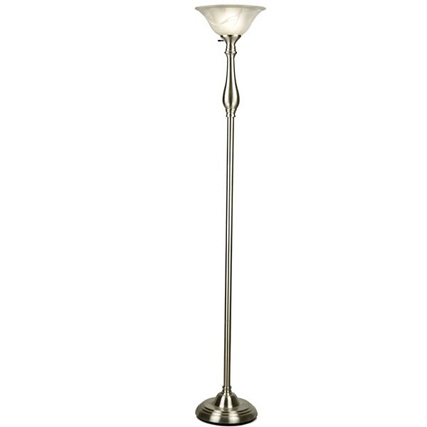 Royal Floor Lamp Metal Standing Lamp With Alabaster Glass Shade Brushed ...