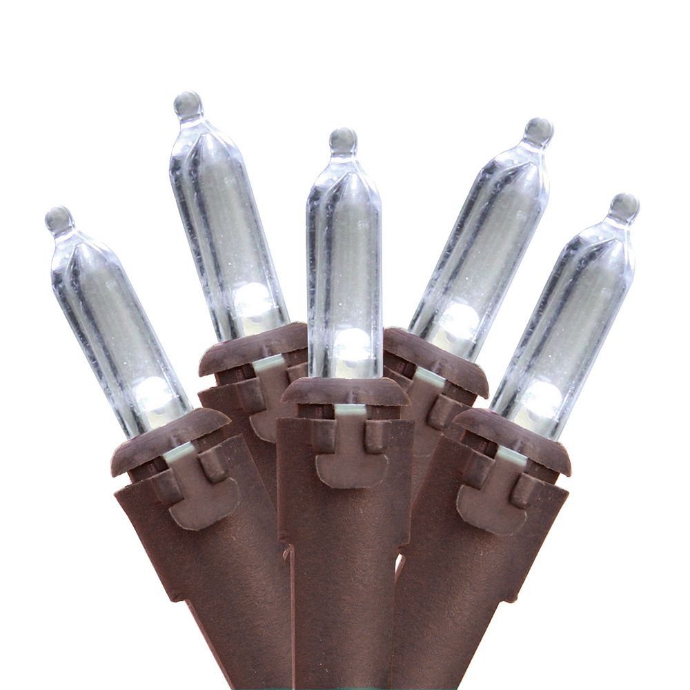 35 White LED Mini Christmas Lights 11.25 ft Brown Wire