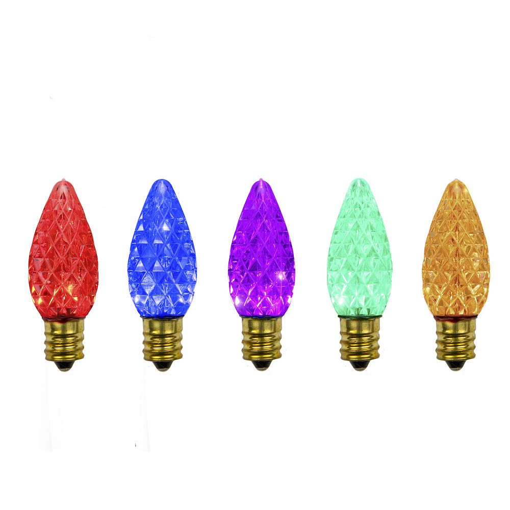 Pack of 25 Faceted C7 LED Multi-Color Christmas Replacement Bulbs