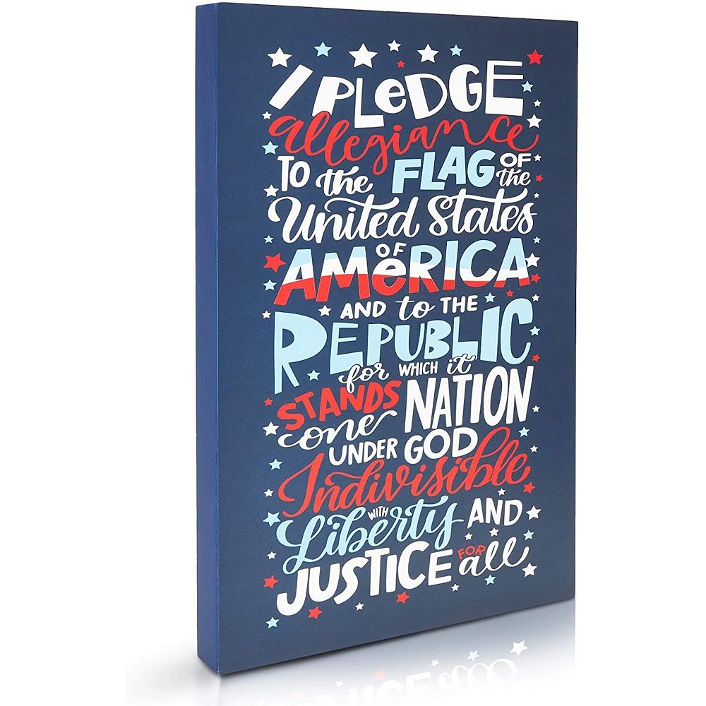 Juvale Patriotic Pledge of Allegiance Box Sign for Home Wall Decor (9 x ...