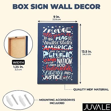 Juvale Patriotic Pledge of Allegiance Box Sign for Home Wall Decor (9 x ...