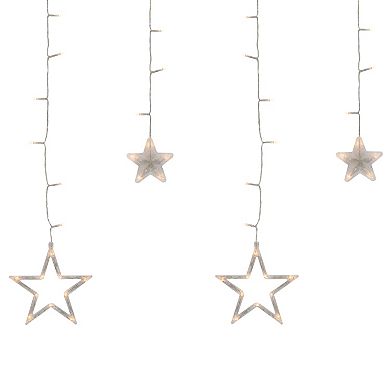 138 Clear LED Star Drop Window Curtain Christmas Lights - 17.75ft Clear ...